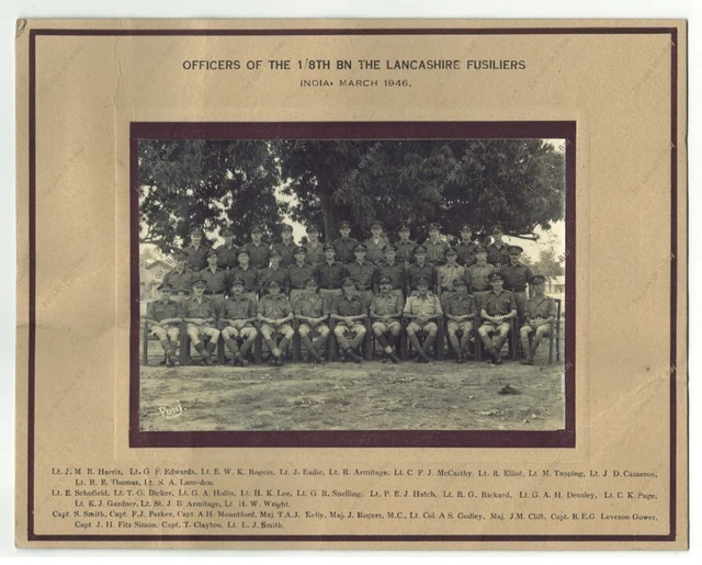 POST-WW2 PHOTO LANCASHIRE Fusiliers officers 1/8th Battalion, India ...