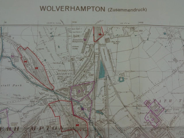 WW2 &RESTRICTED& GERMAN TARGET MAP of "WOLVERHAMPTON" (Covers the ...