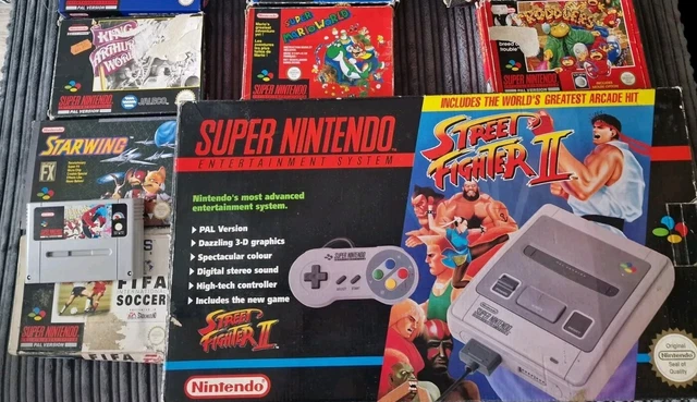 BOXED SNES CONSOLE Super Nintendo System PAL Street fighter 2 Games ...
