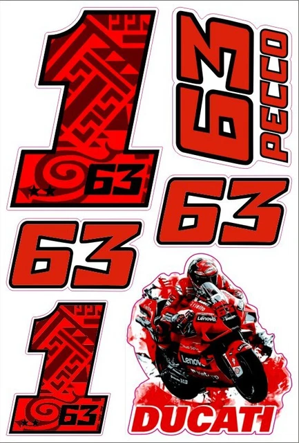 FRANCESCO BAGNAIA PECCO 63 N1 ROSSO moto adesivo stickers MOTOGP ...