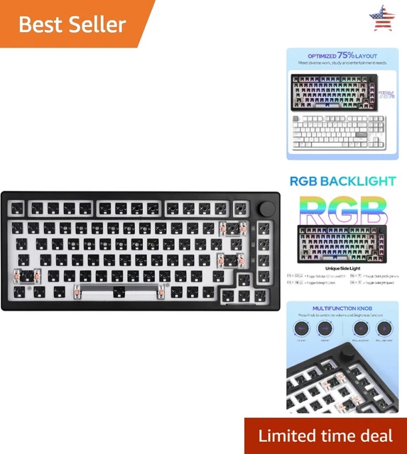 75% MECHANICAL KEYBOARD Kit - Hot Swappable, Wireless/Wired, RGB ...