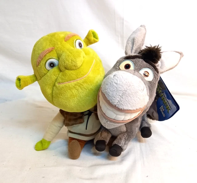 DREAMWORKS SHREK BIG Headz Plushie Pair Shrek & Donkey 22cm VGC £14.99 ...