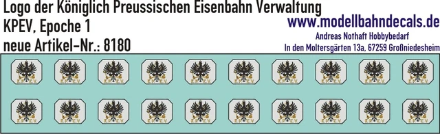 20 TT-DECALS KPEV-LOGO (Königlich preussische Eisenbahn-Verwaltung ...