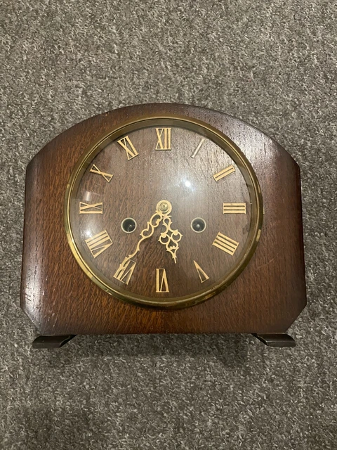 VINTAGE WOODEN SMITHS Mantel Clock Winding Up Key (Working) £39.99 ...