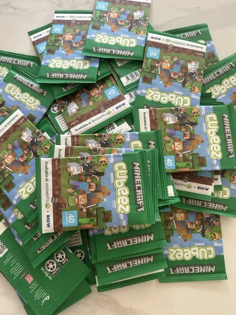 NEW MINECRAFT CUBEEZ 2025 Woolworths x 105 Unopened Packs 105 Packets ...