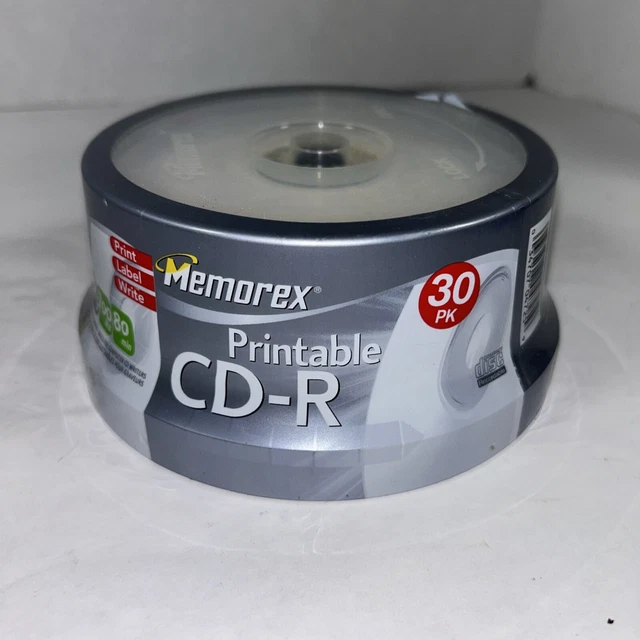 30 PACK MEMOREX 52X 700MB 80 Minute White Inkjet Printable CD-R Sealed ...