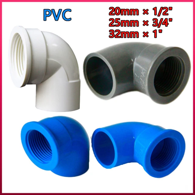 PVC FEMALE THREAD Elbow 90° Pressure Fittings Adhesive Connector Pipe ...