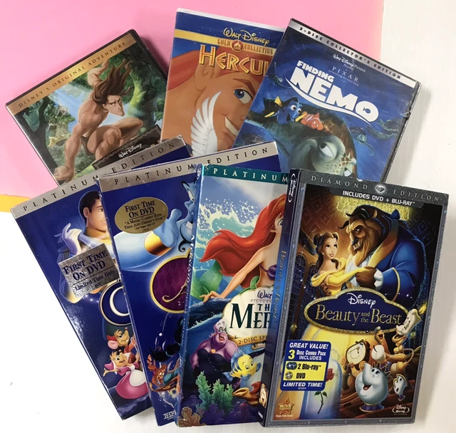7X CLASSIC DISNEY Movie Lot *NEW SEALED DVDs: Nemo/Mermaid/Aladdin ...