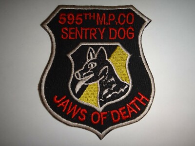 VIETNAM WAR PATCH US 595th MILITARY POLICE Company Sentry Dog K-9 JAWS ...