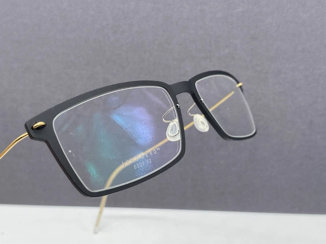 LINDBERG EYEGLASSES FRAMES men woman Black Rectangular Gold Matt 6528 ...