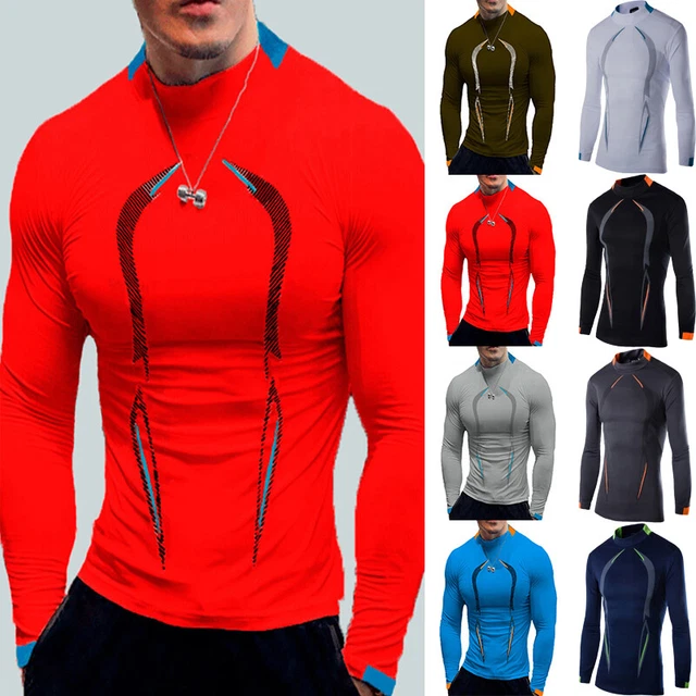 HOMME COMPRESSION CHEMISE sous-Pull Thermique Collant Haut Manches ...