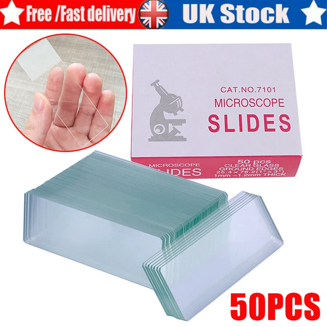 50PC NEW BLANK Microscope Square Cover Glass Coverslip Slides Lab Set ...