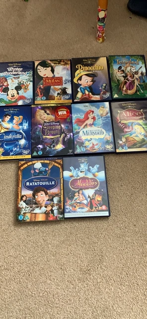 BUNDLE 10 DVD Disney U rating Cinderella Little Mermaid Mulan Tangled ...