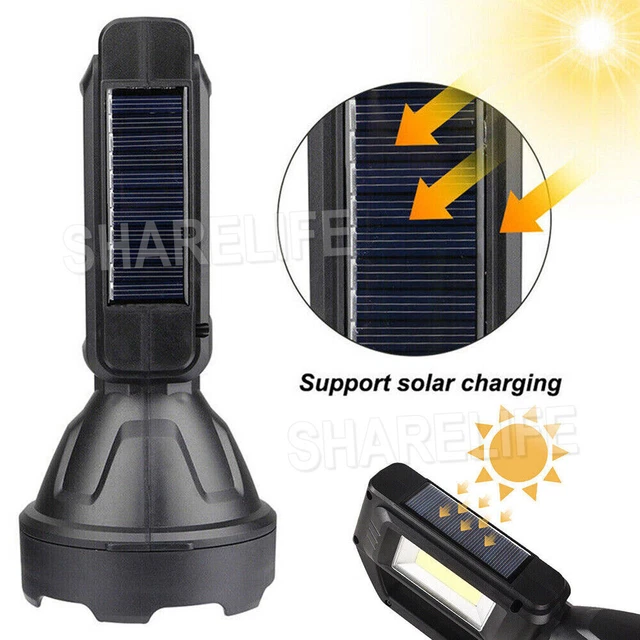 SOLAR LED SEARCHLIGHT USB Rechargeable Spotlight Flashlight Torch Power ...
