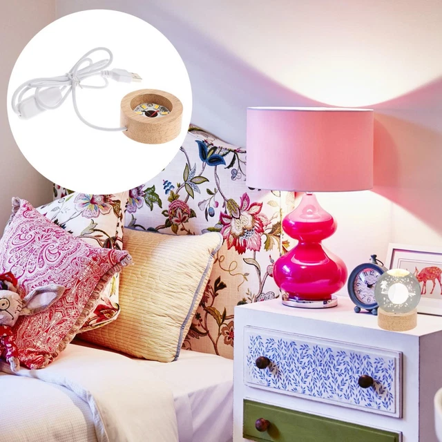 WOODEN LED DISPLAY Base for Crystal Ball Warm Light USB Charging 5V ...