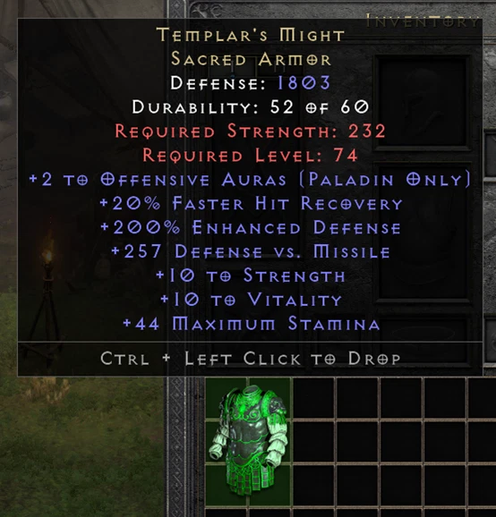 TEMPLAR'S MIGHT 2/200ED Paladin Chest Armor Diablo 2 Resurrected D2R ...