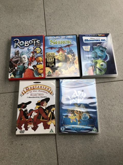 BUNDLE OF ANIMATION DVDs - Shrek,Monsters Inc,Robots,Dogtanian,Help I'm ...
