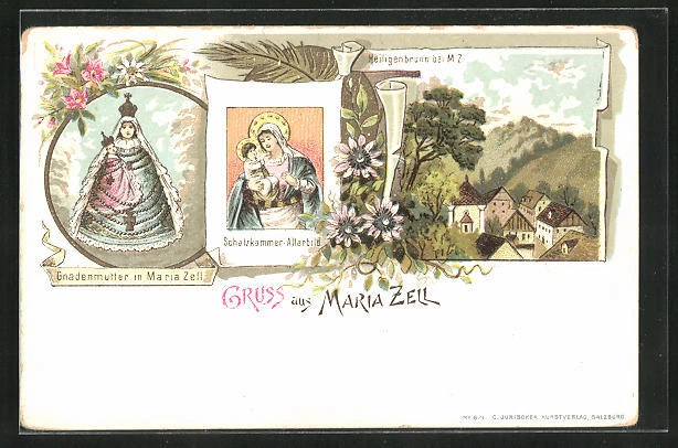 LITHOGRAPHIE MARIAZELL, HEILIGENBRUNN bei M.Z., Schatzkammer-Altarbild, Gnadenm EUR 10,00 ...
