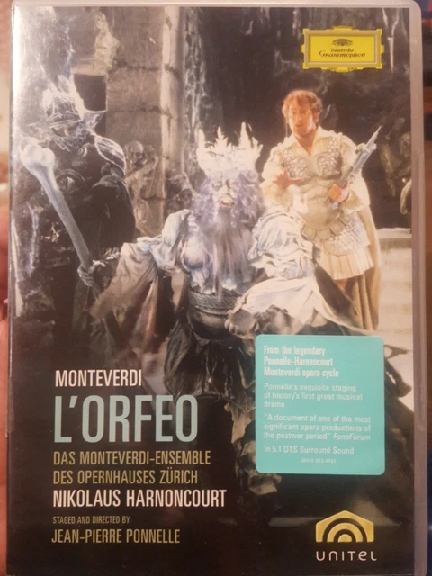 CLAUDIO MONTEVERDI'S L'ORFEO Dvd Opera Ballet Opernhauses Zurich Harnoncourt EUR 37,33 - PicClick IT