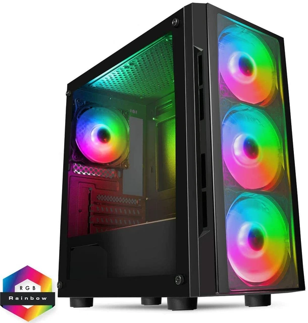 CIT FLASH ARGB PC Gaming Case, M-ATX, 4 x 120mm ARGB Rainbow Fans ...