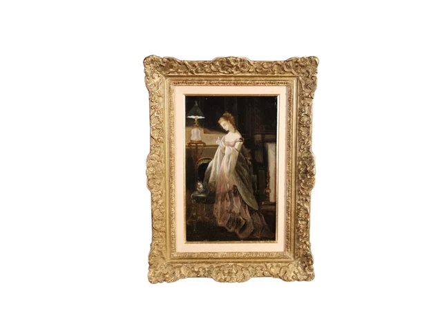 TABLEAU ANCIEN HSP école Française du XIXème portrait élégante avant le ...