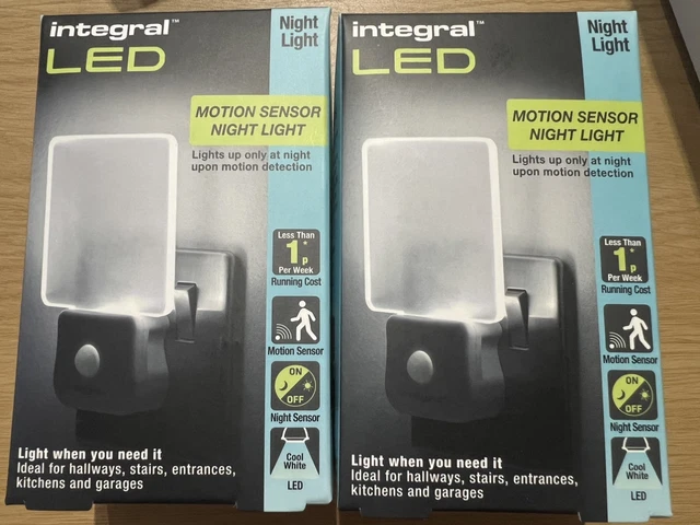 2XINTEGRAL LED MOTION Sensor Night Light Plug In Cool White – Night ...