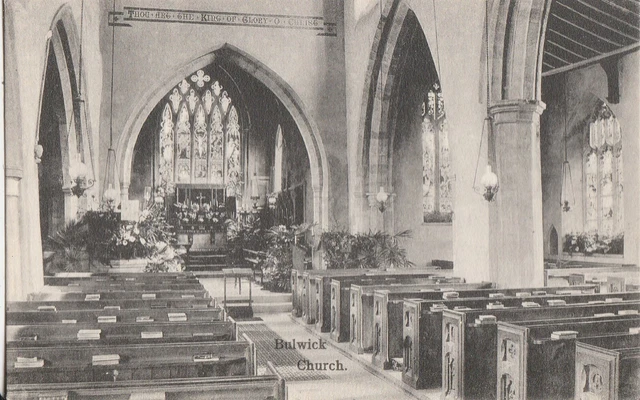 K ENGLAND NORTHAMPTONSHIRE old antique postcard english bulwick church ...