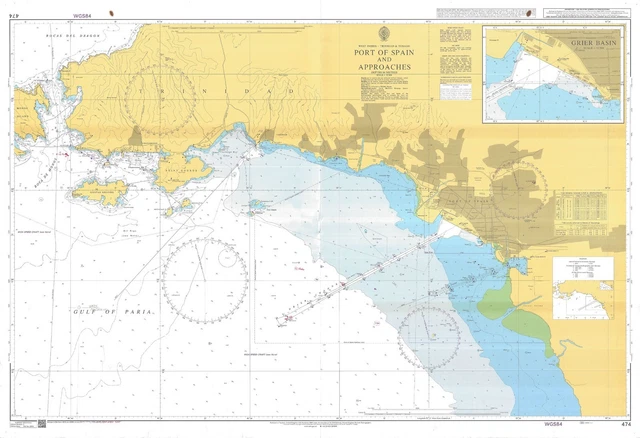 CARTE MARINE ADMIRALTY Approches De Port D'Espagne Trinidad Tobago Aux ...