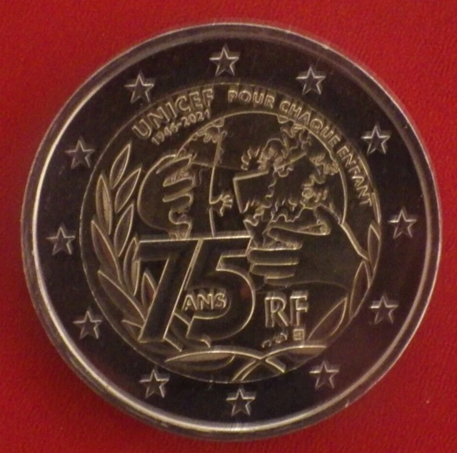 PIÈCE 2 EURO France 2021 : commémorative 75 ans de UNICEF "parfait état ...