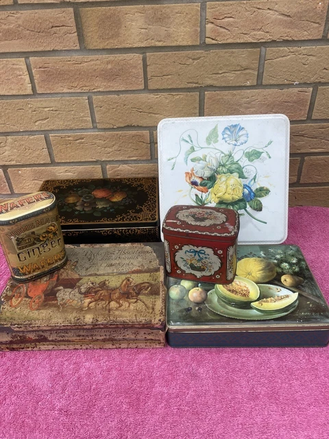 VINTAGE BISCUIT/TEA TINS Bundle X 6 Including Huntley & Palmer , Carr ...