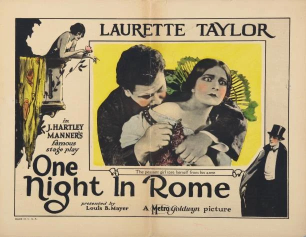 ONE NIGHT IN Rome Lobby Card Alan Hale Laurette Taylor 1924 Old Movie ...