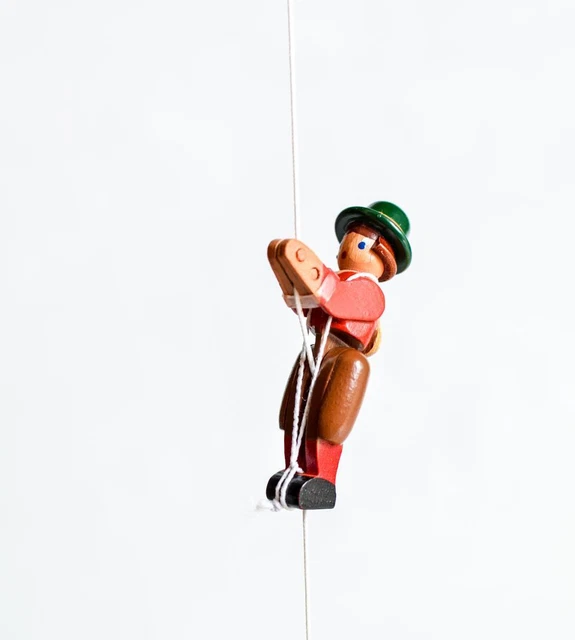 JOUET EN BOIS Figure Escalade Bergsteigerin Hauteur = 6,5 ( Corde D ...