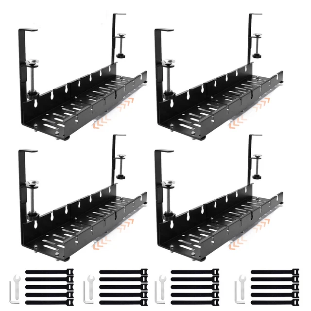 UNDER DESK CABLE Tray Management No Drill Tidy Wire Cords Storage Rack ...