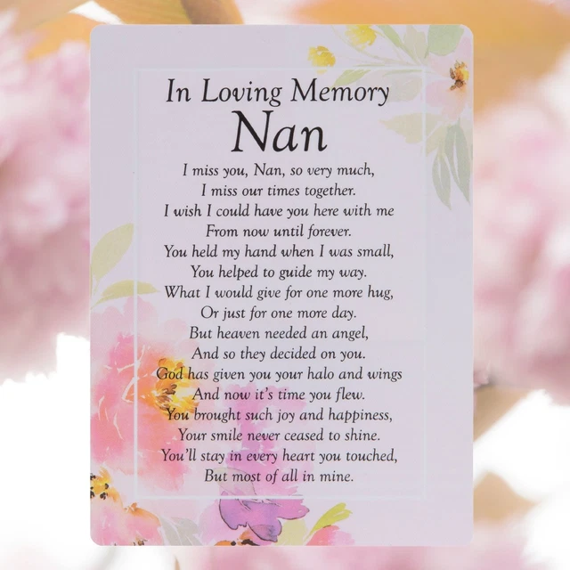 IN LOVING MEMORY Nan Graveside Waterproof Memorial Card, Sentiment Poem ...