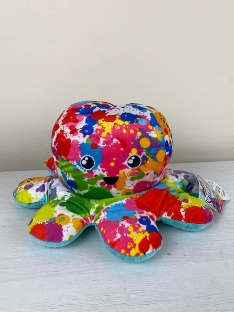 FLIP’EMS 12” REVERSIBLE Paint Splats & Blue Octopus Soft Toy Happy&Sad ...