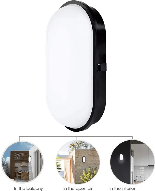 BLACK OVAL LED Bulkhead Light 20W Warm White IP65-3000K-1600Lm In ...