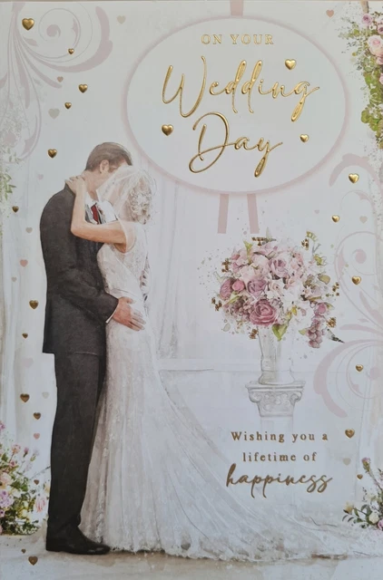 ON YOUR WEDDING Day Card , Large Card 9" X 6" £3.49 - PicClick UK