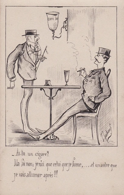 CAFÉ ZIGARRE FUMER Cigare Caricature Dessin Dessin A. Thubeuf 1875 EUR ...