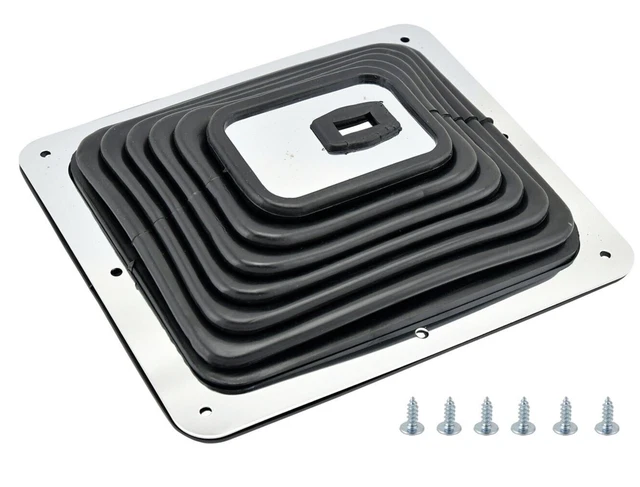 UNIVERSAL LARGE HURST Style Rubber Shifter Boot W Chrome Plate Kit 7-3/ ...