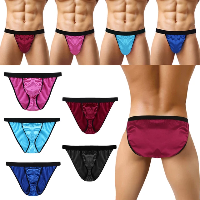 Freebily Sissy Men Shiny Satin Bulge Pouch Panties Sexy Bikini Briefs