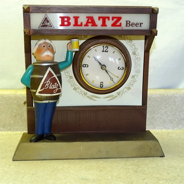 VINTAGE BLATZ BEER Lighted Clock, Counter / Bar Top Cash Register ...
