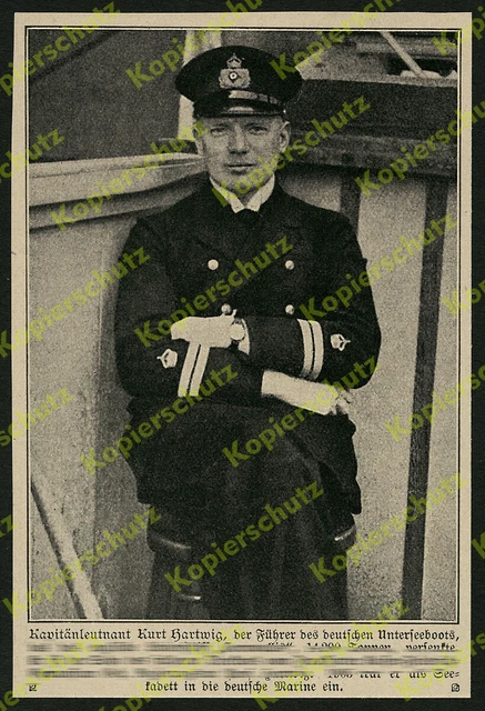 U-BOOT-KRIEG KPTLT. KURT Hartwig Erfolge Conwallis Kaiserliche Marine ...