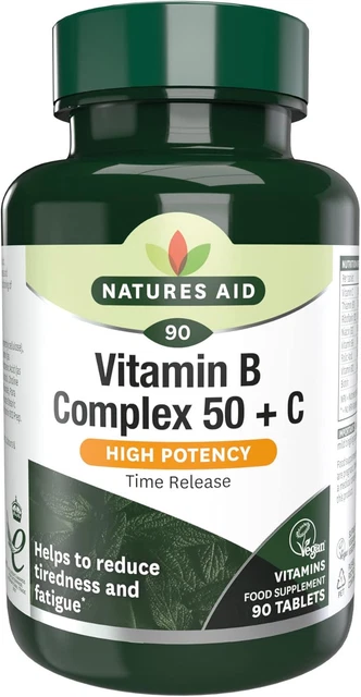 NATURES AID VITAMIN B Complex 50 + C (High Potency) with Vitamin C - 90 ...
