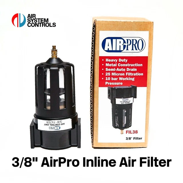 3/8& AIRPRO INLINE Air Filter Semi-Auto drain - Pneumatic - Compressor ...