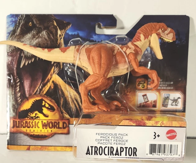 MATTEL JURASSIC WORLD Dominion Ferocious Pack Atrociraptor Dinosaur ...