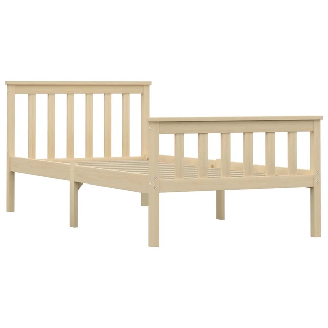 WALPLUS BED FRAME Natural Solid Pinewood 100x200 cm Single Wooden Bed £ ...