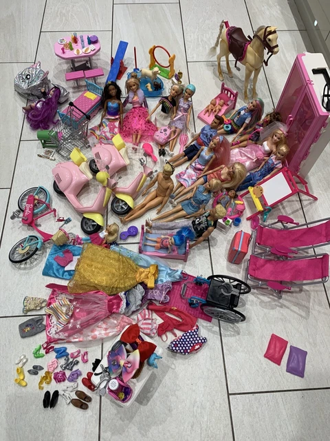 BARBIE BUNDLE WITH Wardrobe, Horse, Motorbikes, Wheelchair, Dogs,Kens ...