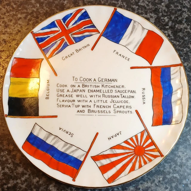 RARE WW1 CRESTED China Goss Allies Flags Propaganda To Cook A German ...