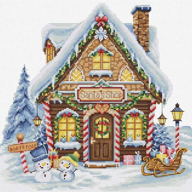 LUCA-S COUNTED CROSS stitch kit "Santas Shop", 25x25cm $73.24 - PicClick AU