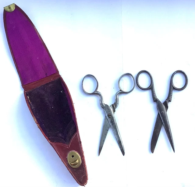 ANCIEN CISEAU DE Couture Double En Étui Old Double Sewing Scissor In ...